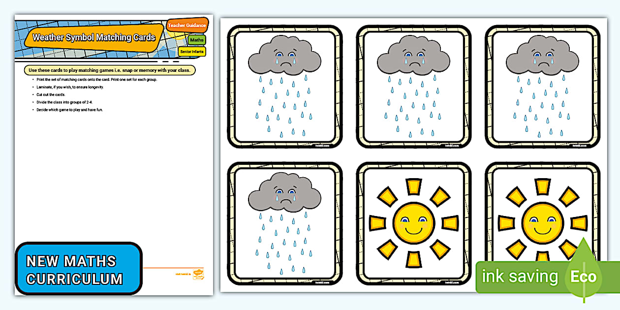Weather Symbols Matching Cards (teacher made) - Twinkl