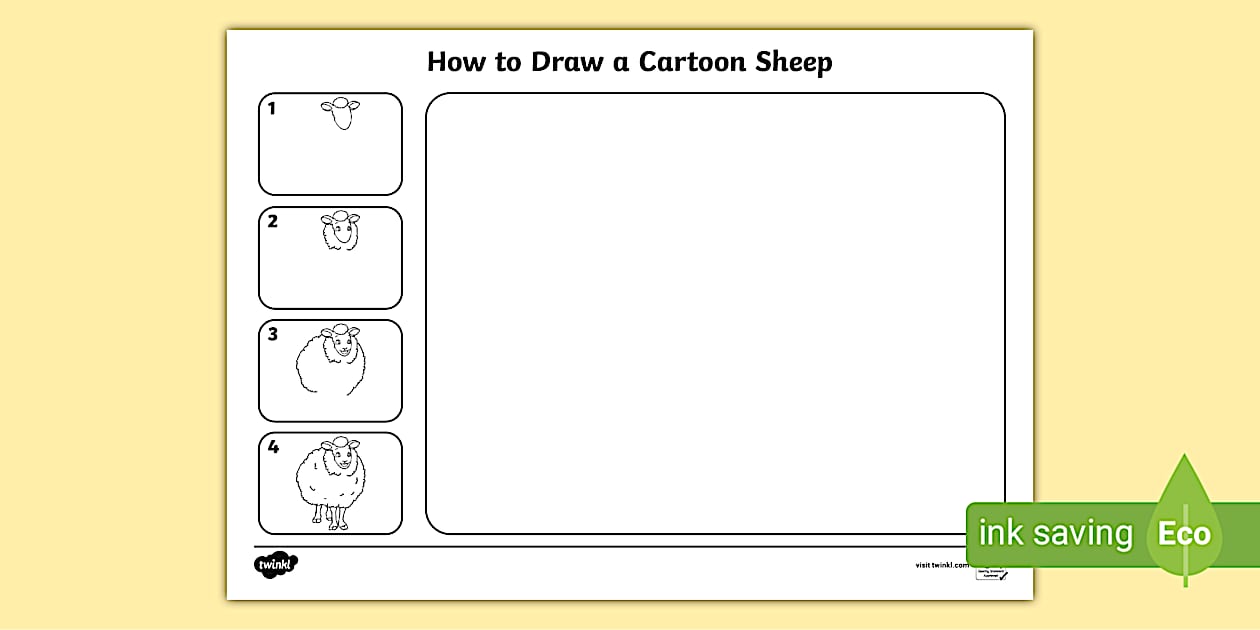 How to Draw a Sheep Cartoon Activity | Twinkl How to Draw