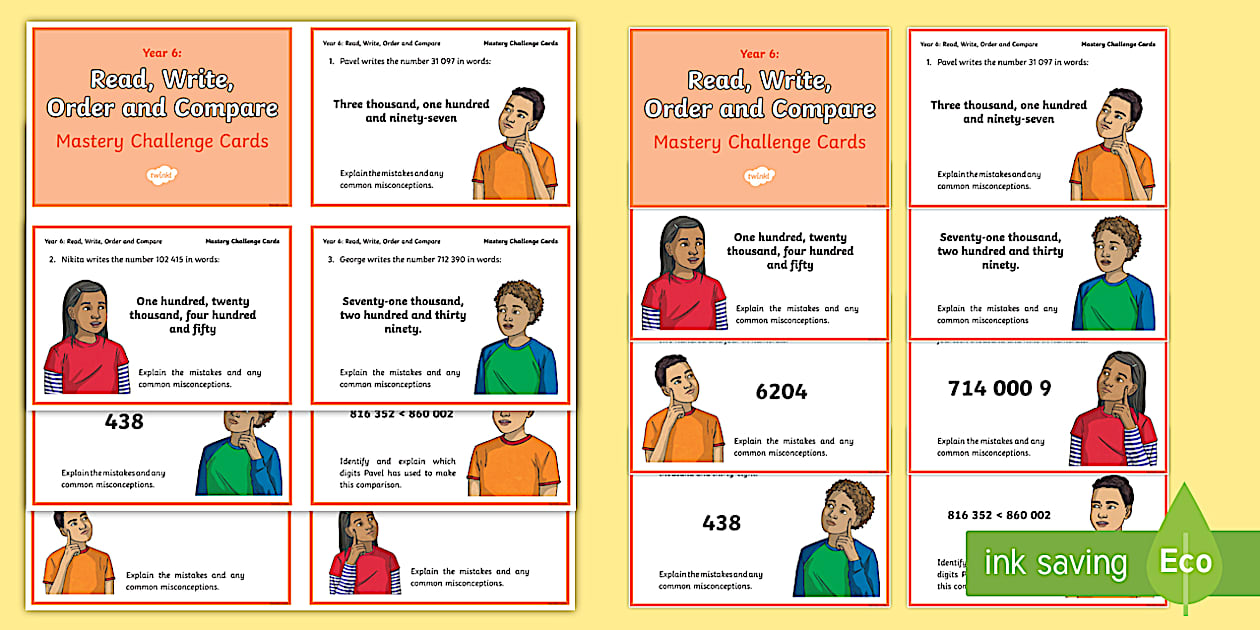 Year 6 Read Write Order and Compare Maths Mastery Challenge Cards