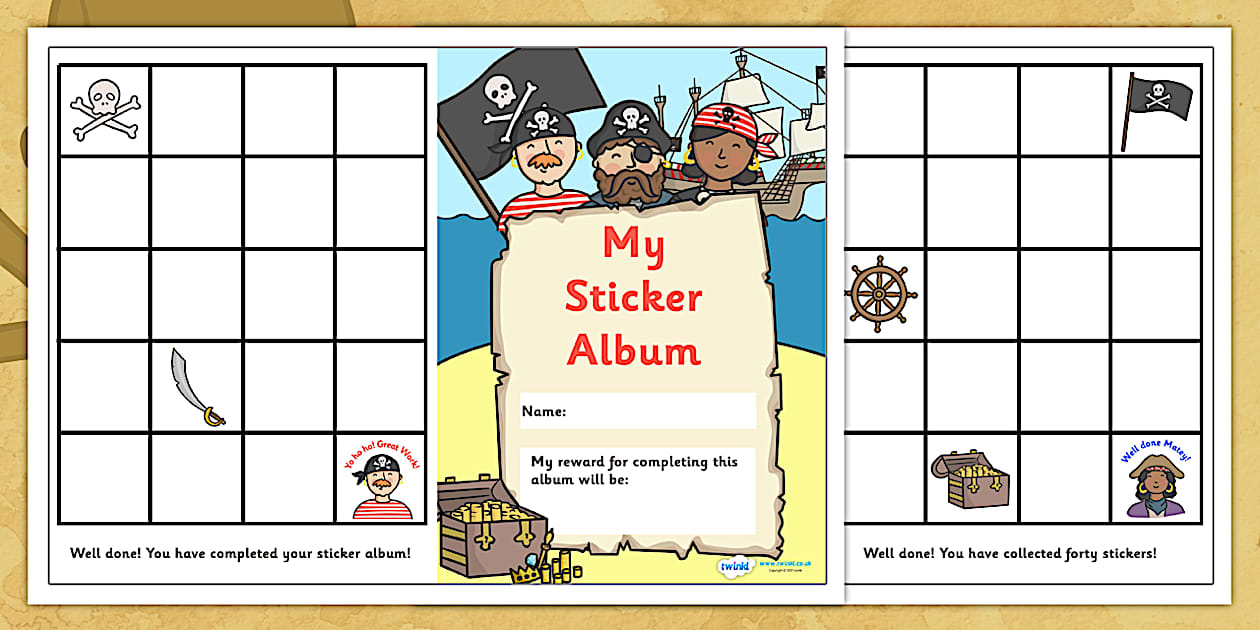 Pirates Sticker Reward Album (teacher made) - Twinkl