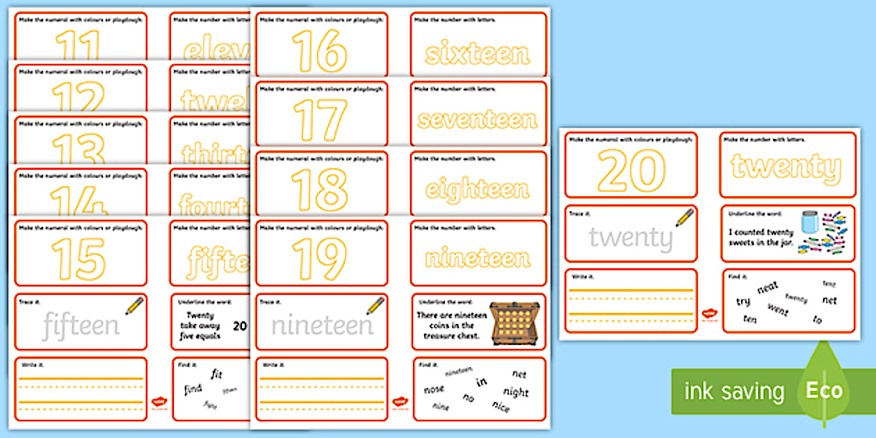 Numbers 11-20 Make Read Write Activity Mats (teacher made)