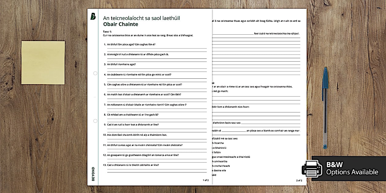 An teicneolaíocht sa saol laethúil (Obair Chainte)