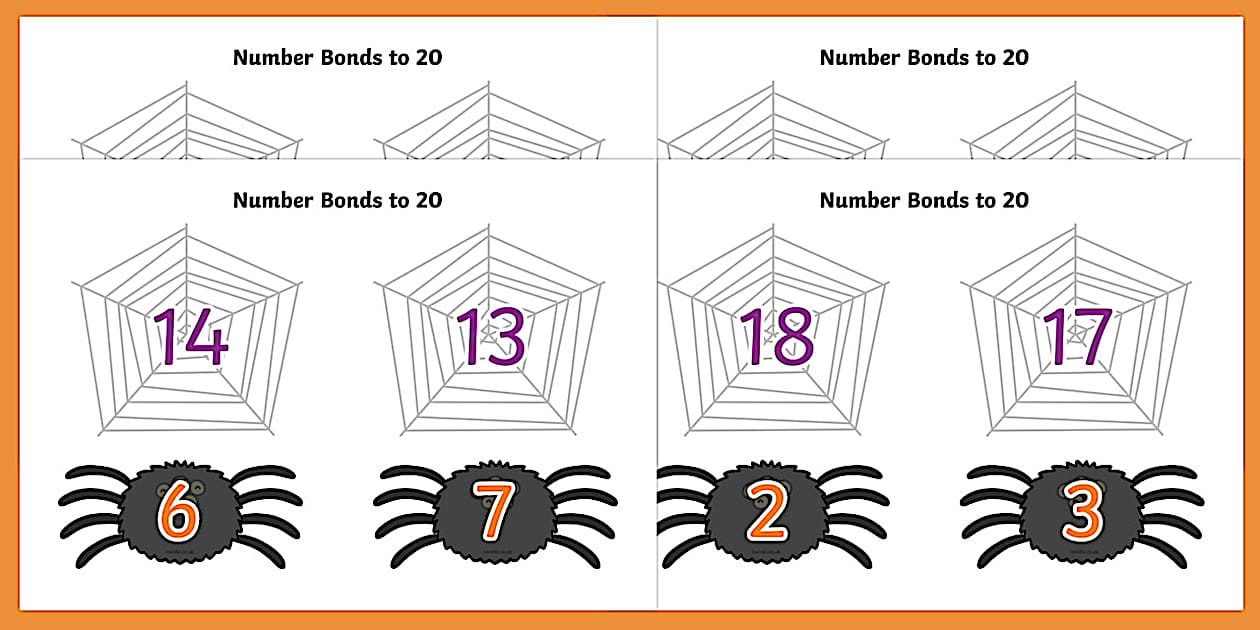 Number Bonds to 20 on Spiders and Webs (Teacher-Made)