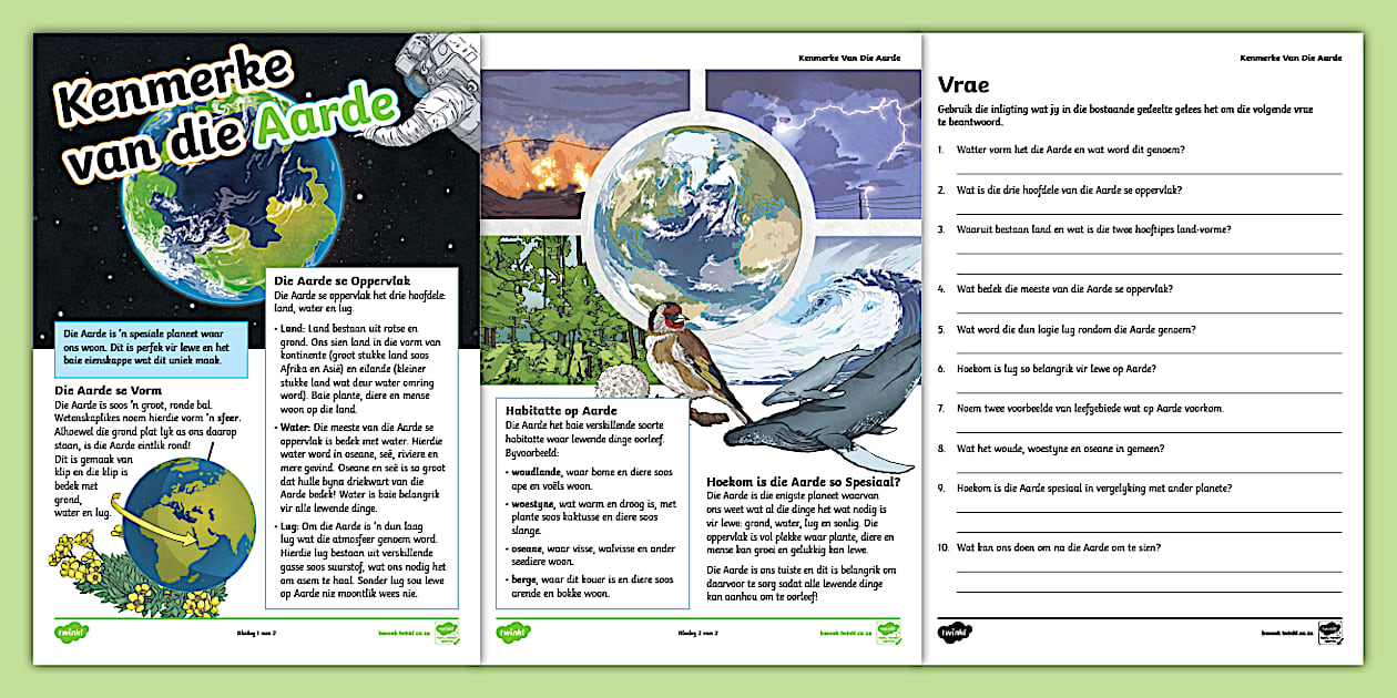 Graad 4 – Natuurwetenskappe – Kwartaal 4 - Kenmerke Van Die Aarde ...
