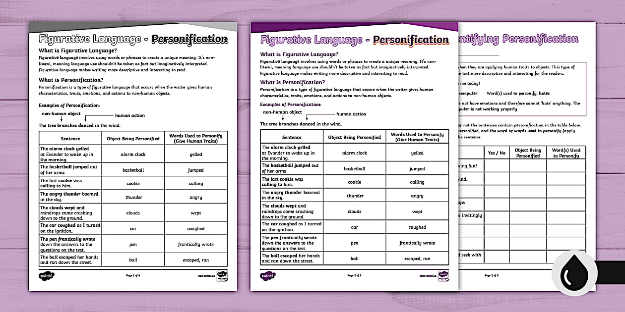 Personification Poems | Personification Worksheet