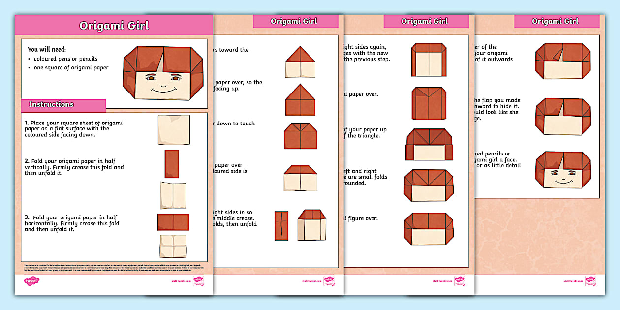How to Make an Origami Girl Craft Instructions - Twinkl