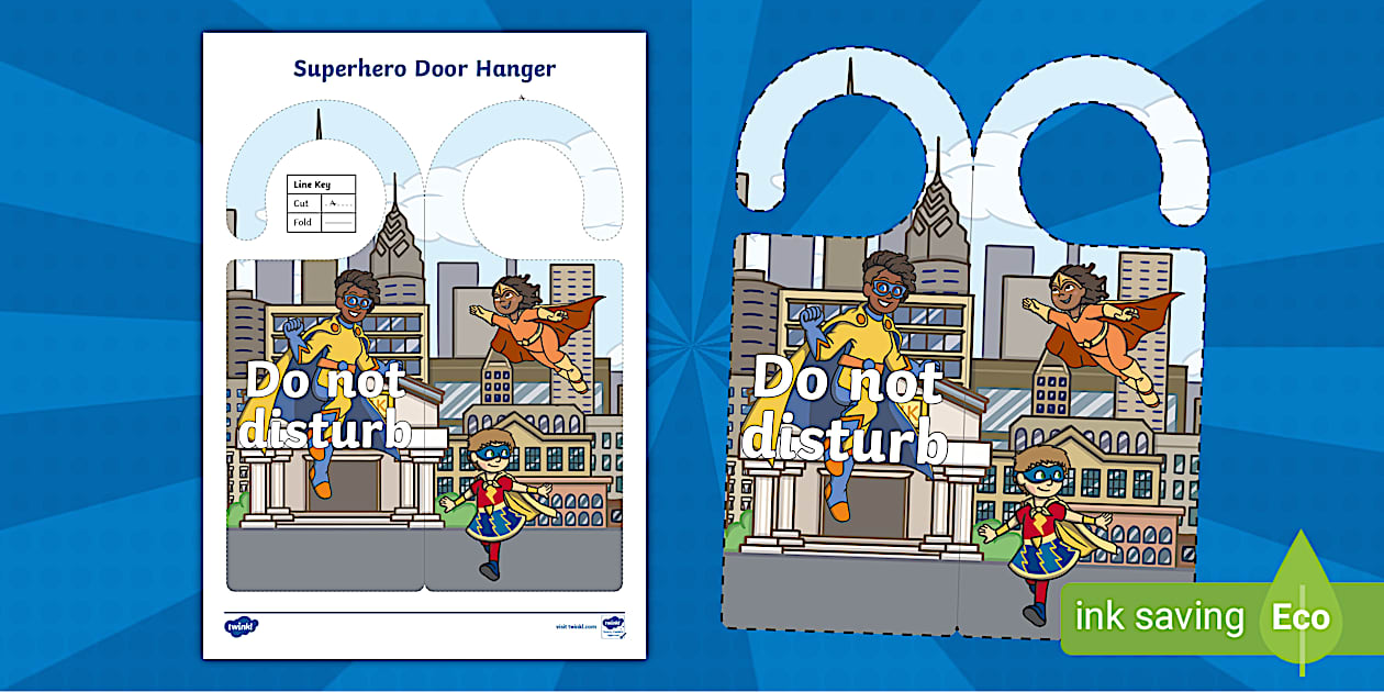 Superhero Door Hanger (teacher made) - Twinkl