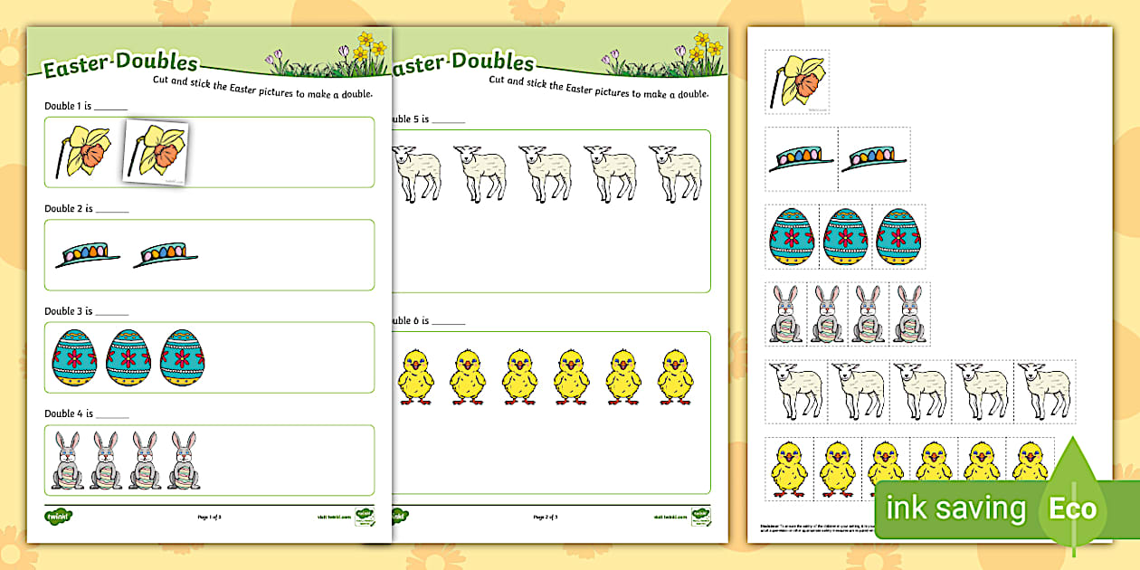 Easter Doubling Activity Sheet (Teacher-Made) - Twinkl