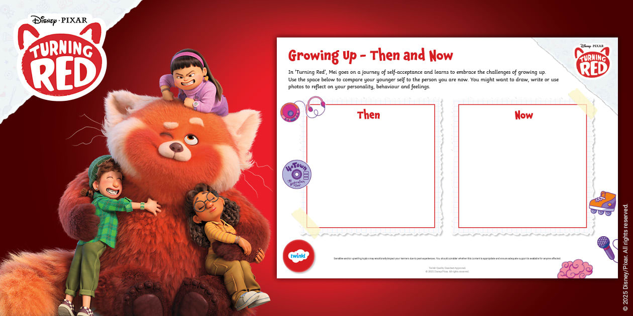Turning Red: Growing Up – Then and Now Activity