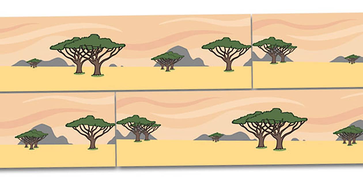 Black and White Small World Background (Safari) - Twinkl