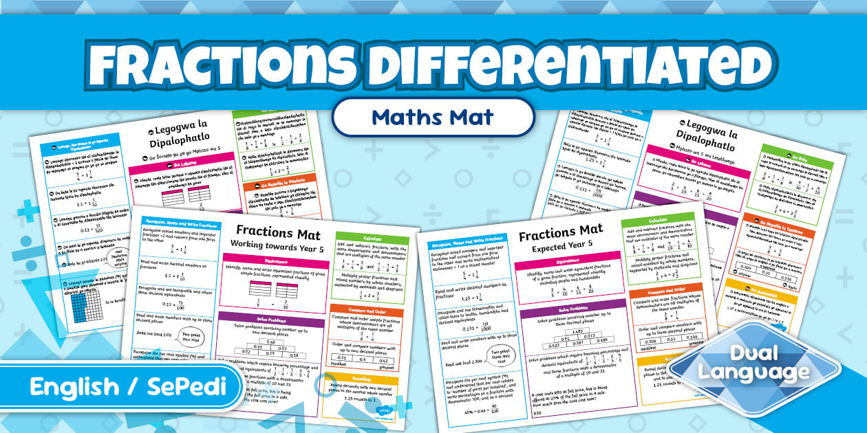 Grade 4 - Fractions Differentiated Mat – Sepedi/English