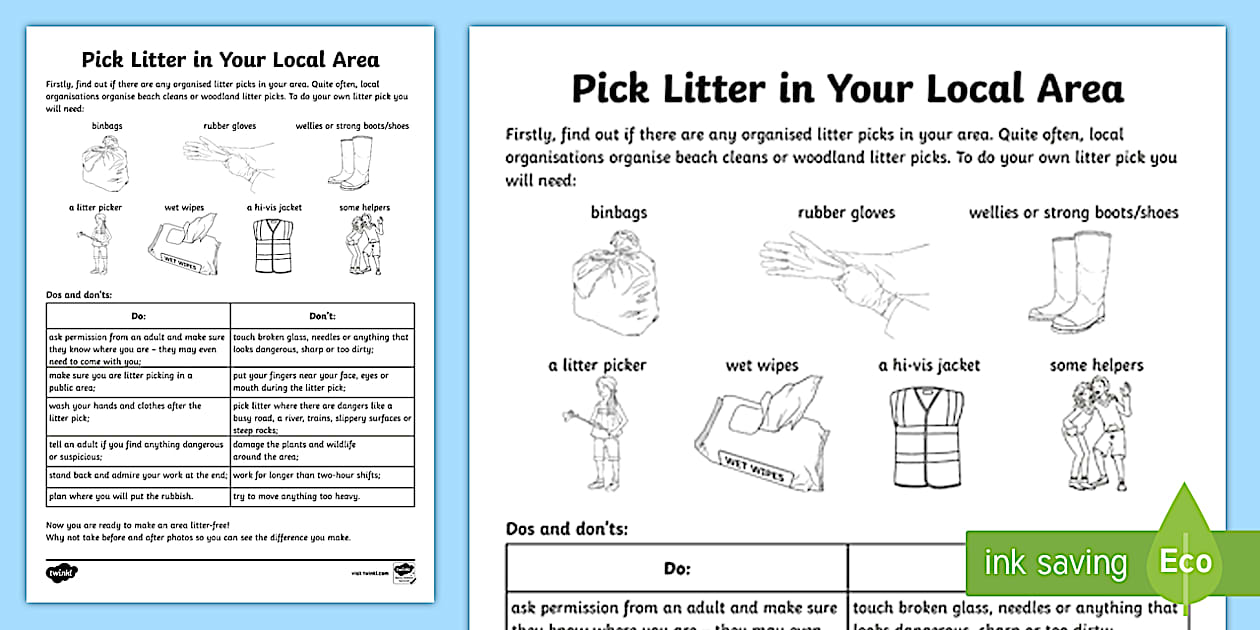 Pick Litter in Your Local Area Activity (teacher made)