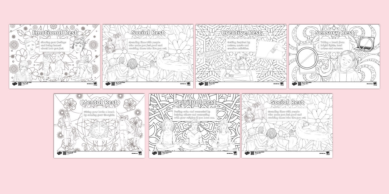 Seven Types of Rest Colouring Sheet - PSHE (teacher made)
