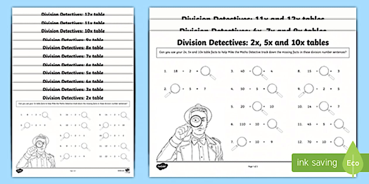 Division Facts Missing Numbers Worksheet / Worksheet