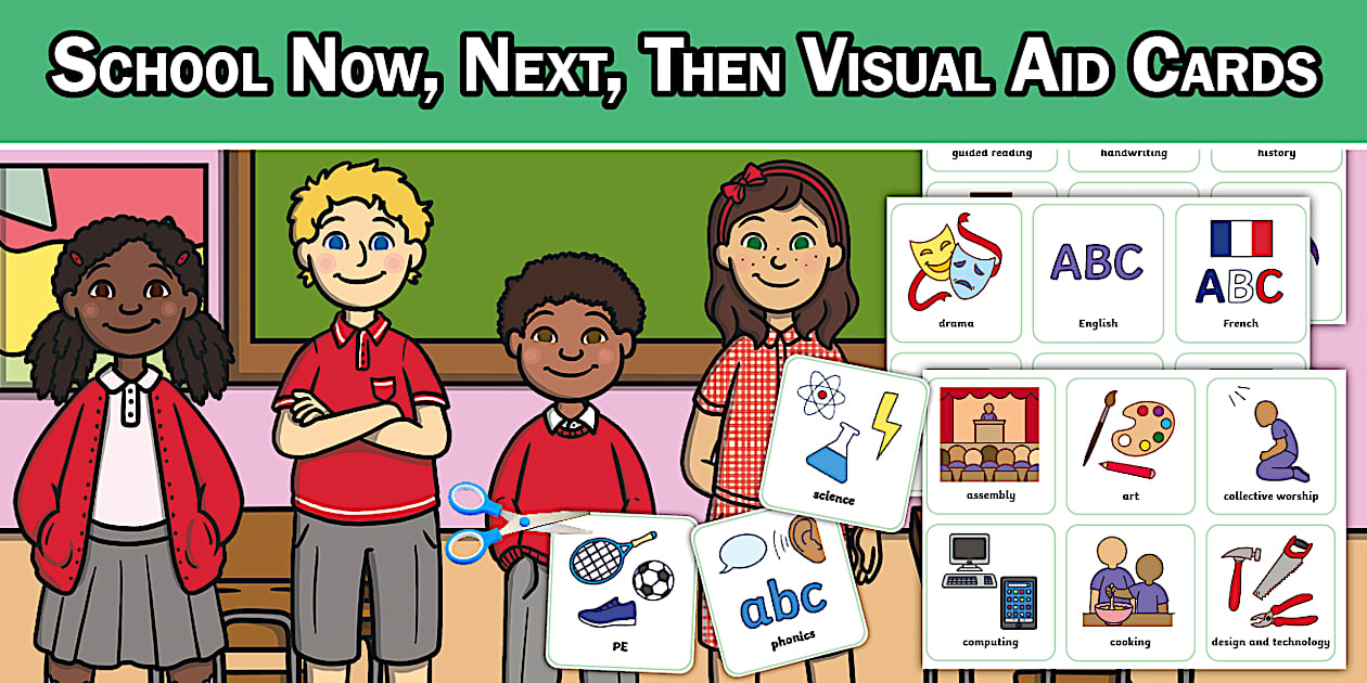 Twinkl Symbols: School Now, Next, Then Visual Aid Cards