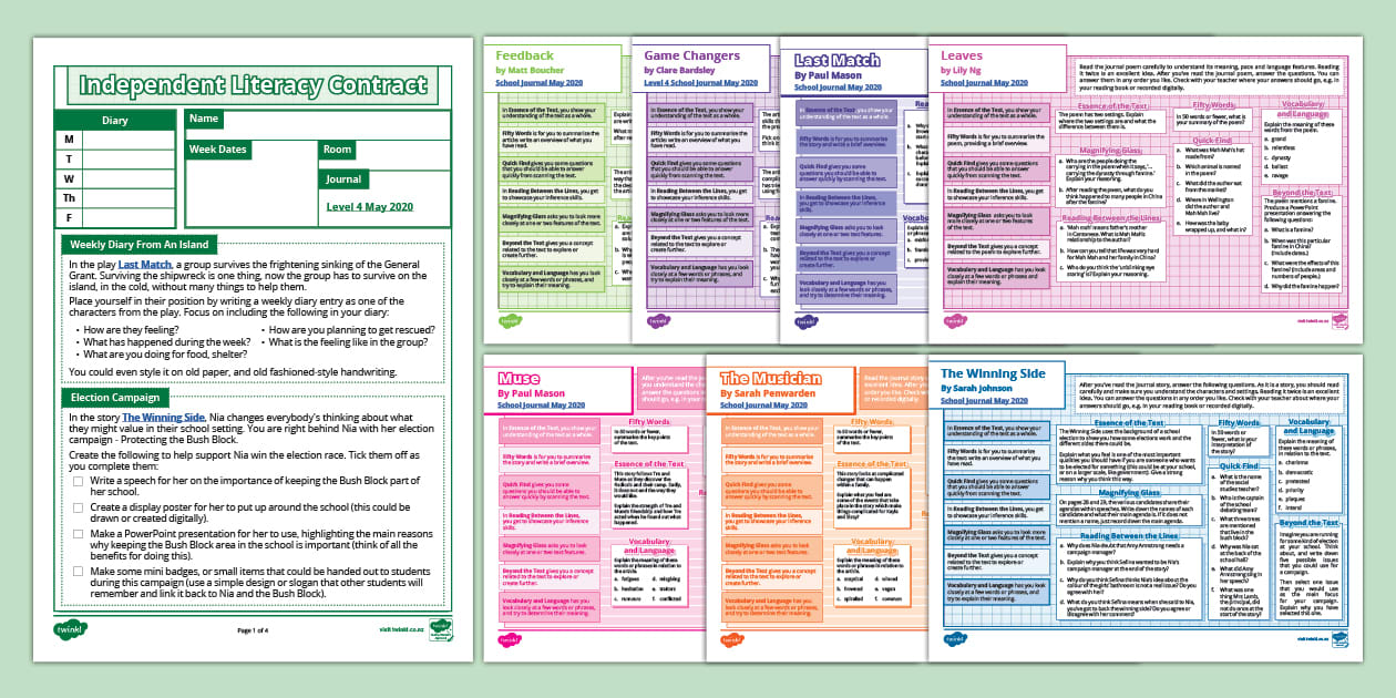 L4 May 2020 School Journal Comprehension and Contract Pack