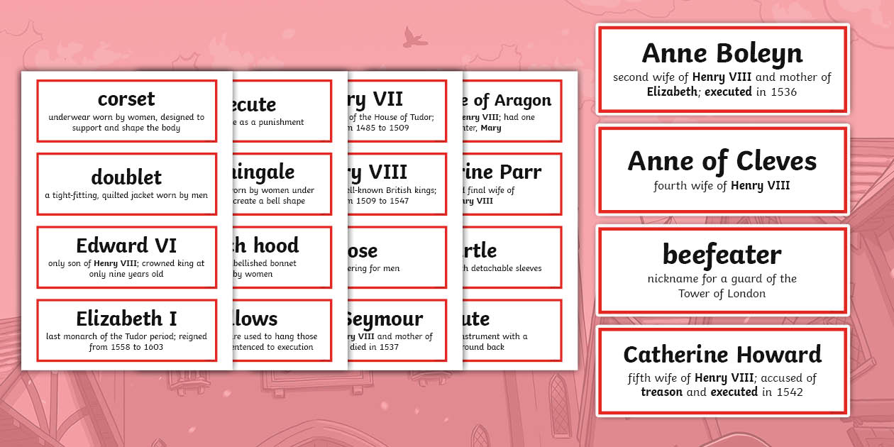 The Tudors Word Cards with Definitions | Twinkl Originals