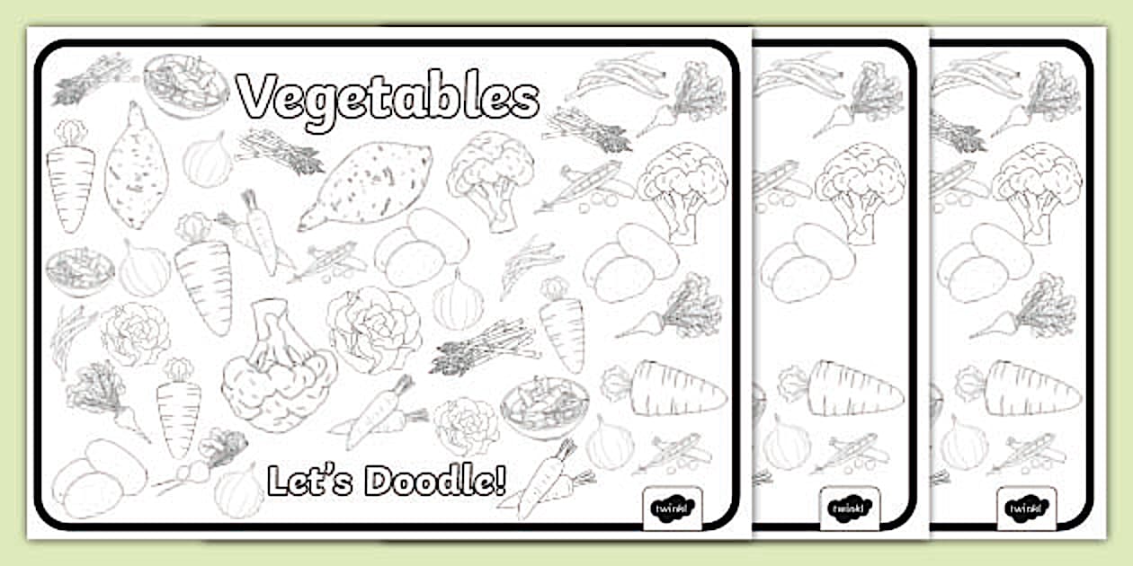 Vegetable Doodle Colouring Page (teacher made) - Twinkl
