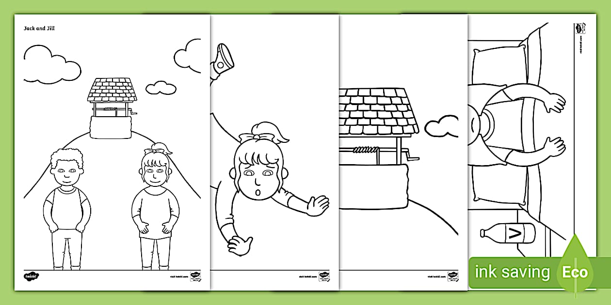 Jack and Jill Colouring Pages (teacher made) - Twinkl