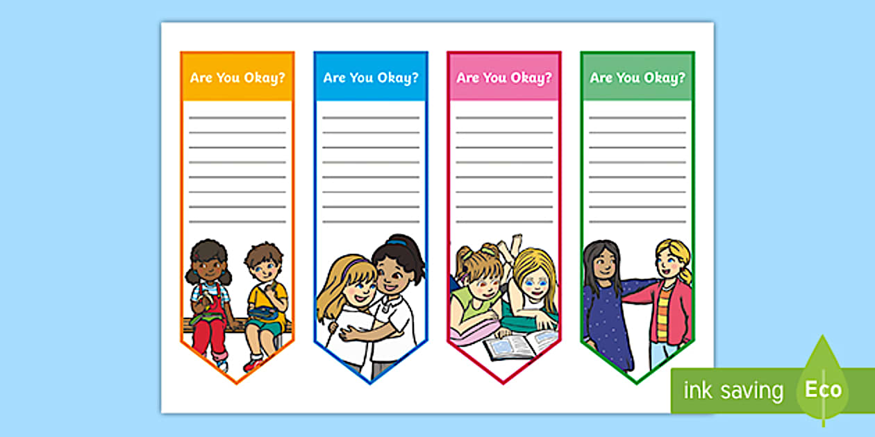 Are You Okay? Editable Bookmarks (teacher made) - Twinkl