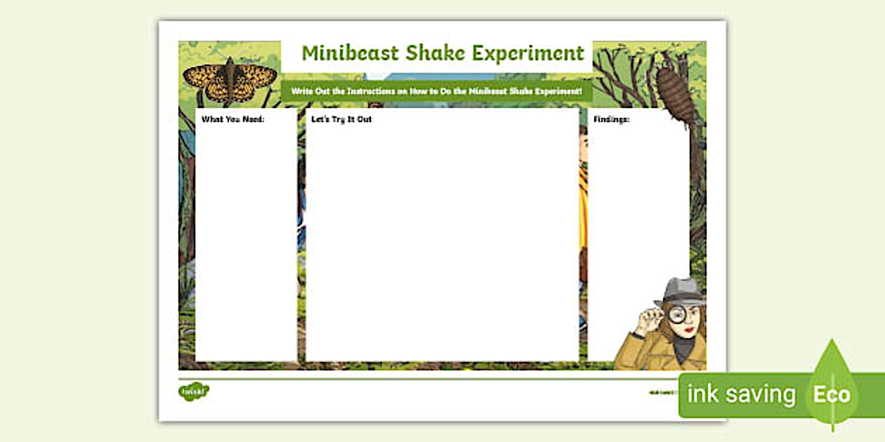 Minibeast Shake Experiment Writing Frame (teacher made)