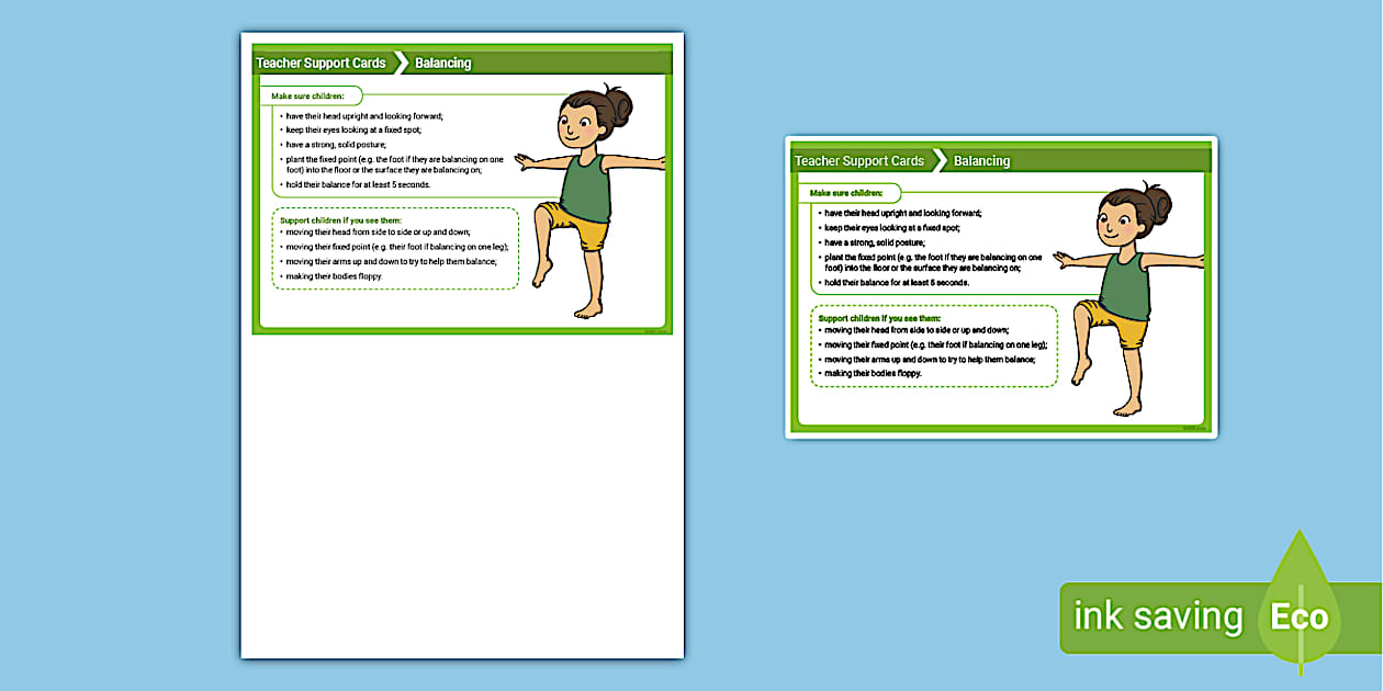 Foundation PE I Teacher Support Cards I Balancing - Twinkl
