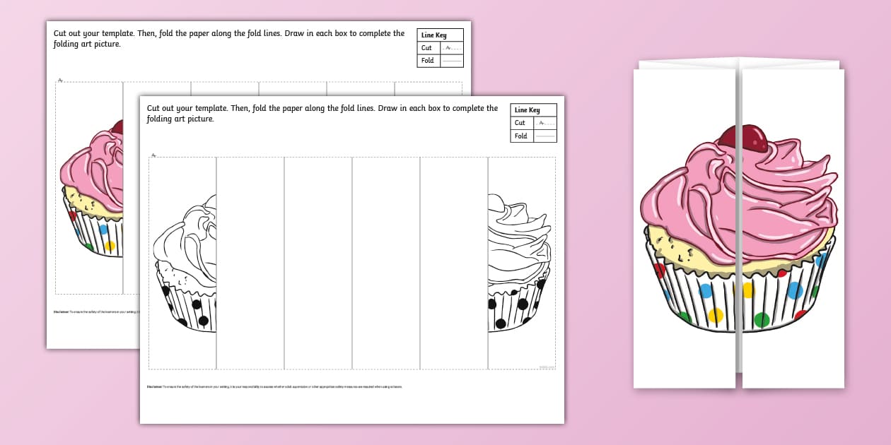 Cupcake Folding Art Template - Twinkl Art (teacher made)