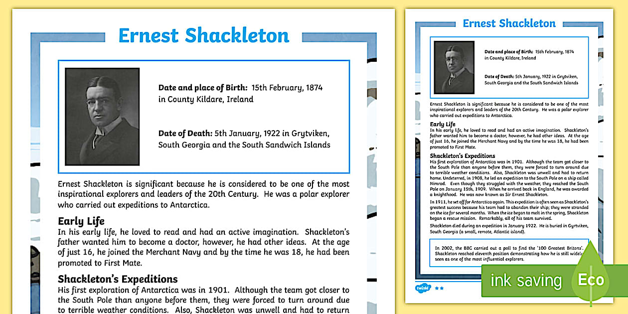 Ernest Shackleton: Significant Individuals Fact File