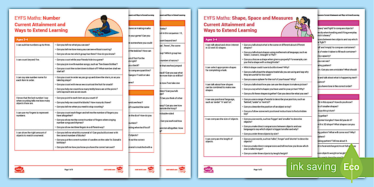 EYFS Maths Attainment and Extension Suggestions Pack