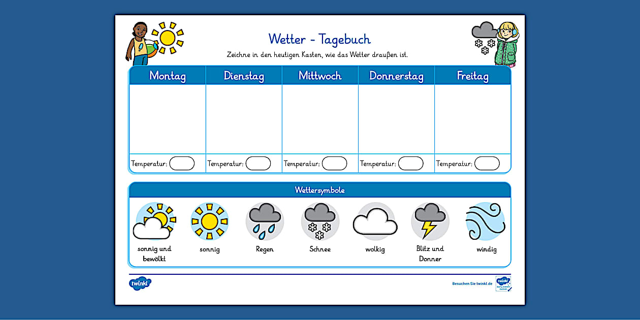 5 Tage Wettertagebuch - Arbeitsblatt (Lehrer gemacht)