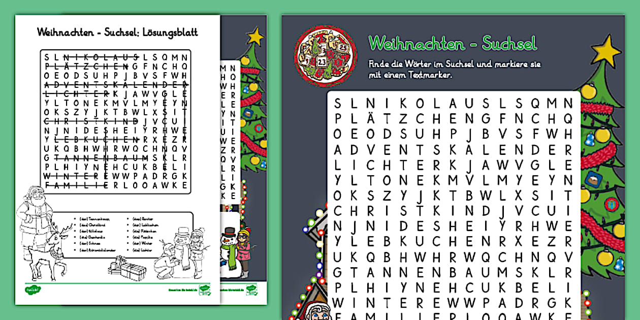 Weihnachten - Suchsel (Teacher-Made) - Twinkl