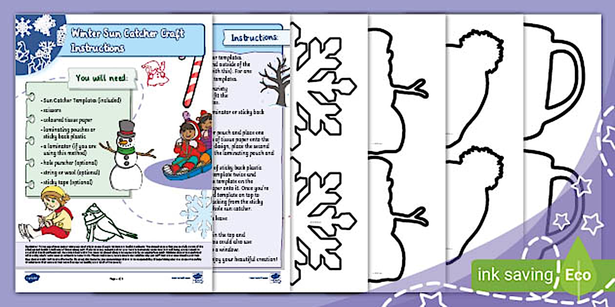 Winter Suncatcher Craft Instructions and Templates - Twinkl