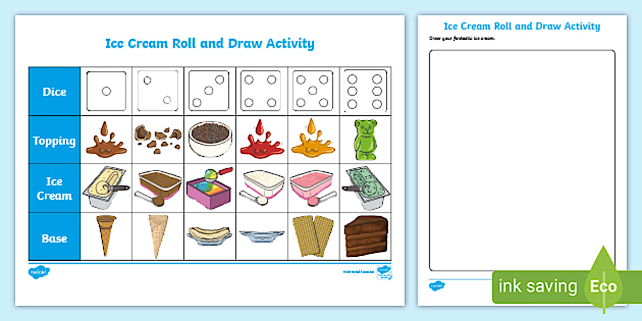 Ice Cream Roll and Draw Activity (Teacher-Made) - Twinkl