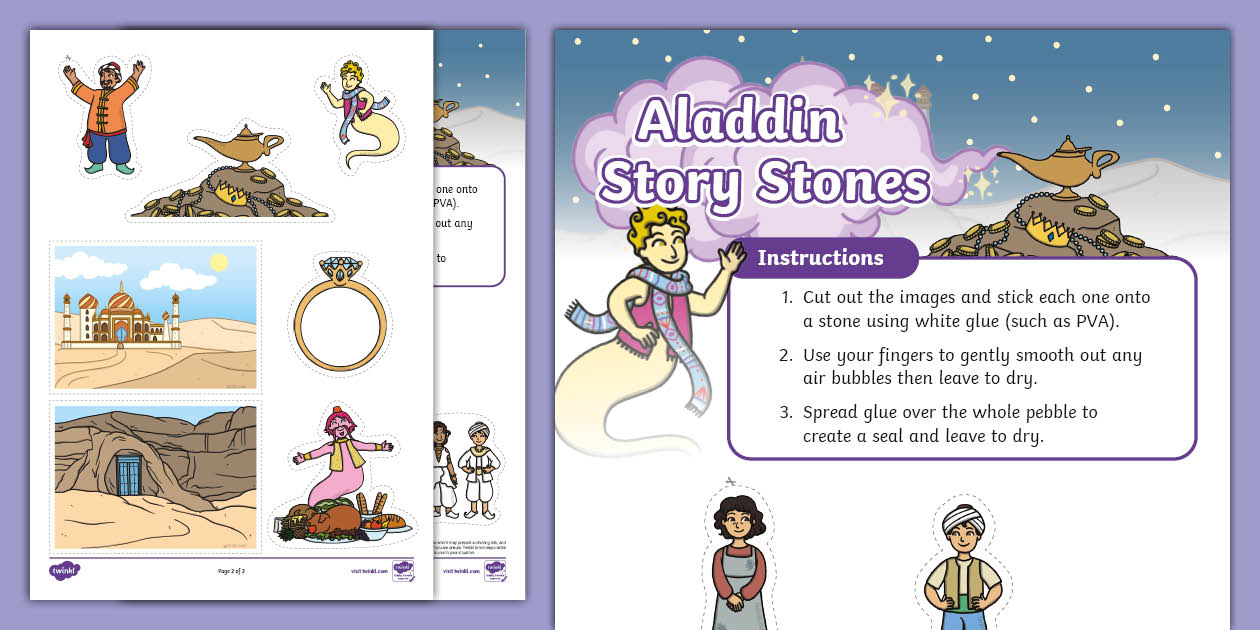 Aladdin Story Stone Image Cut-Outs (teacher made) - Twinkl