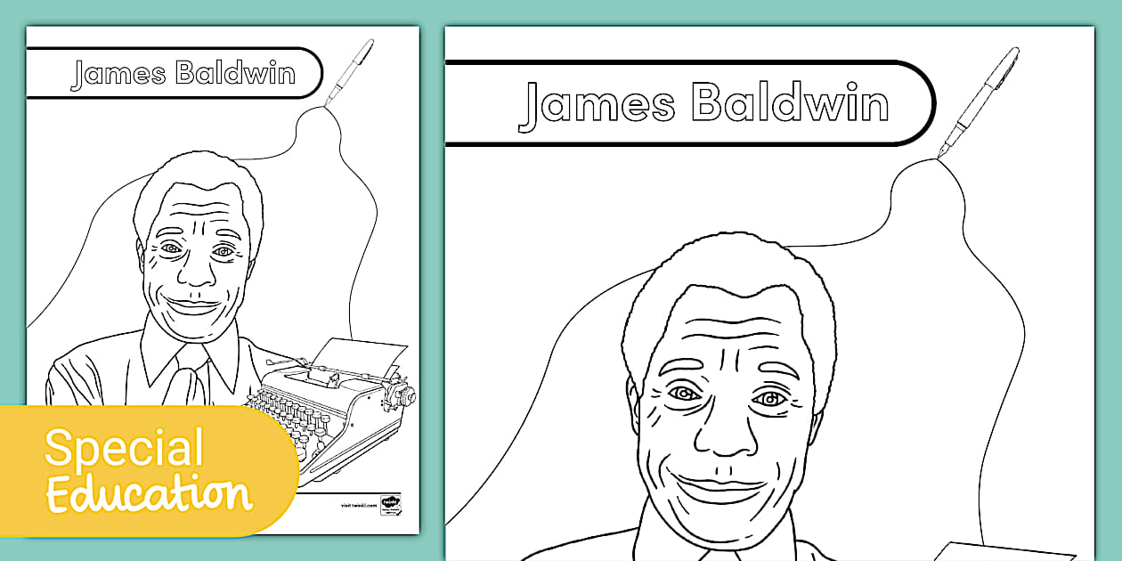 James Baldwin Coloring Sheet for Older Learners - Twinkl