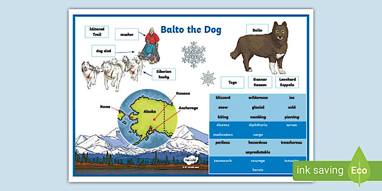 Balto the Dog Word Mat (teacher made) - Twinkl
