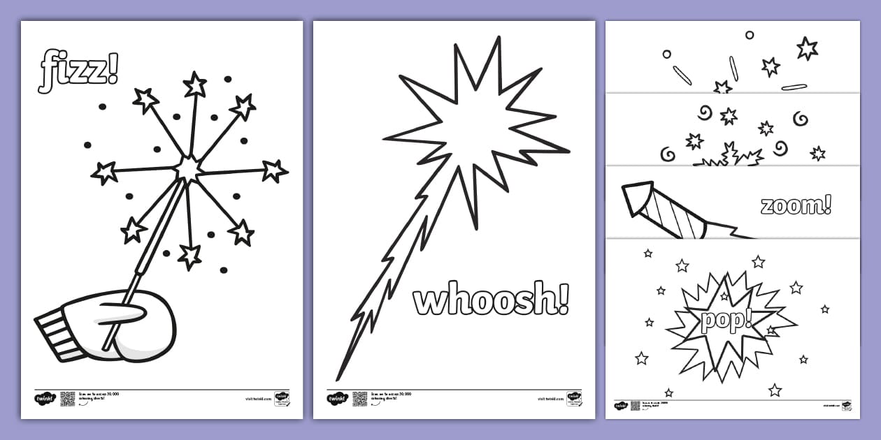 Bonfire Night Sounds Colouring Pages