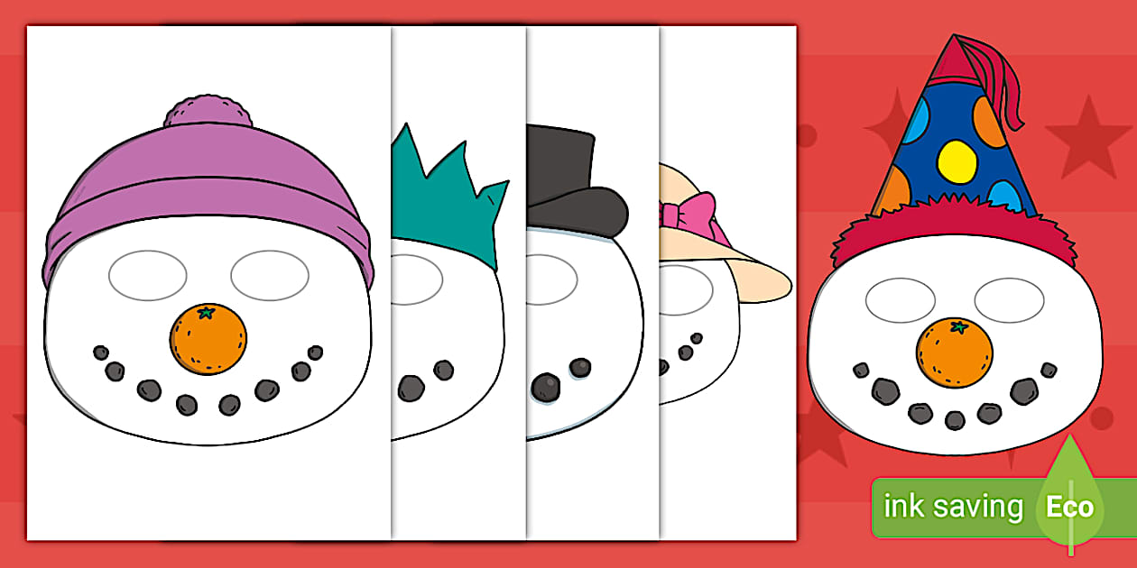 Snowman Masks Pack - Twinkl - KS1 (teacher made) - Twinkl