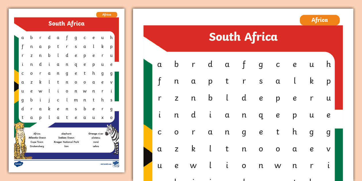 KS1 South Africa Word Search - Twinkl - Geography - Twinkl