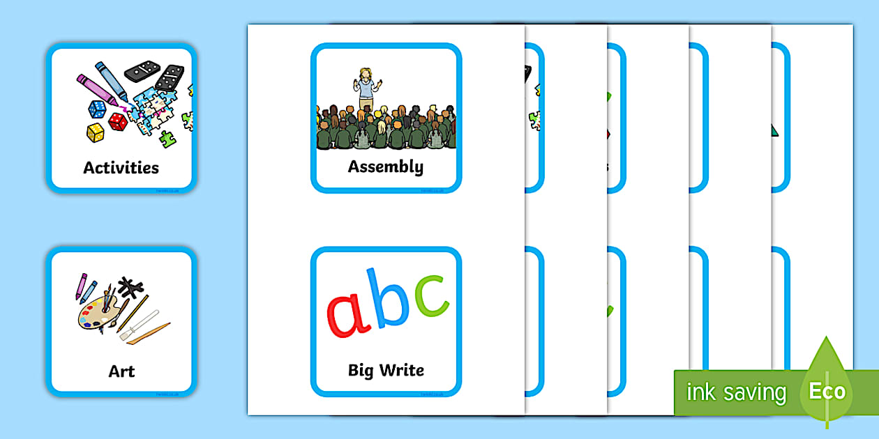 Editable Large Cards for Vertical Visual Display Timetable