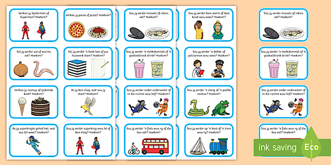 Vir Gesprek Oefening Vrae Kaarte (teacher made) - Twinkl