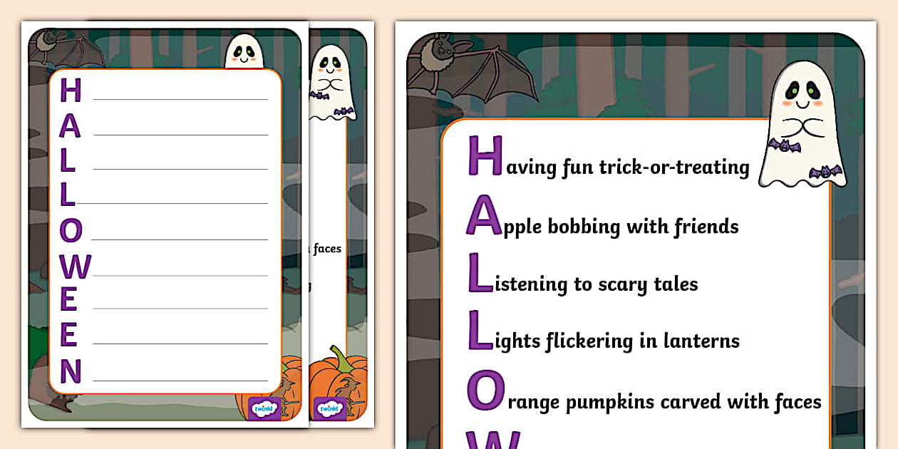 Halloween Acrostic Poem Example and Template - Twinkl - KS1