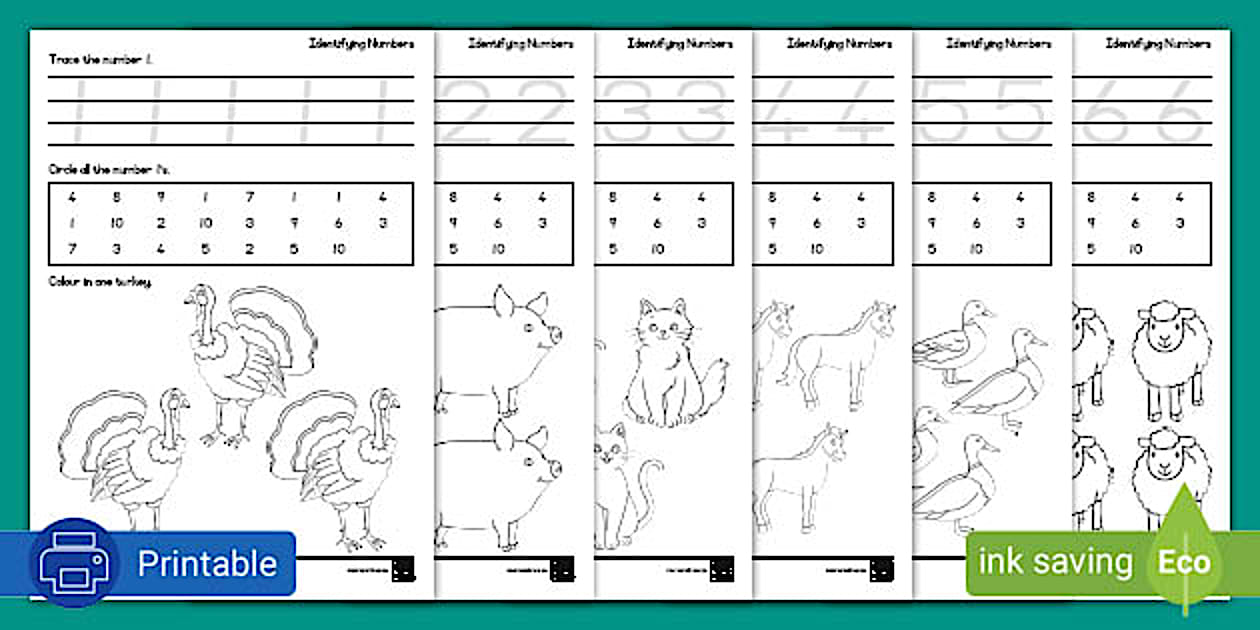 On the Farm Identifying Numbers Activity Sheets - Twinkl