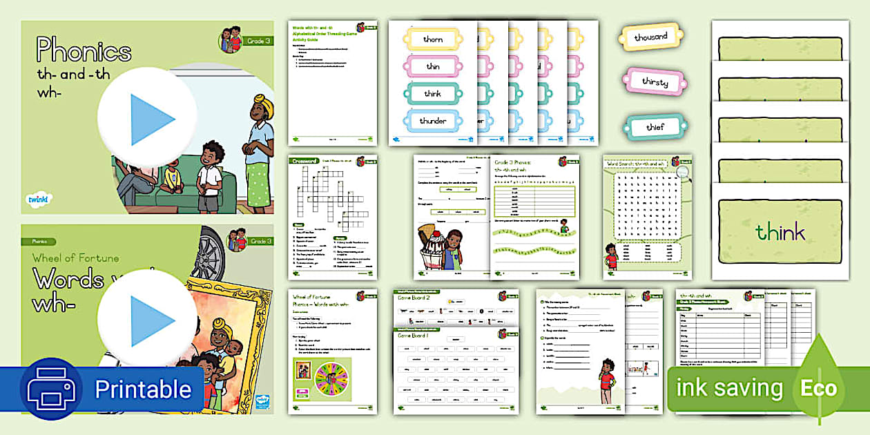 Grade 3 Phonics: th- -th wh- Resource Pack - Twinkl
