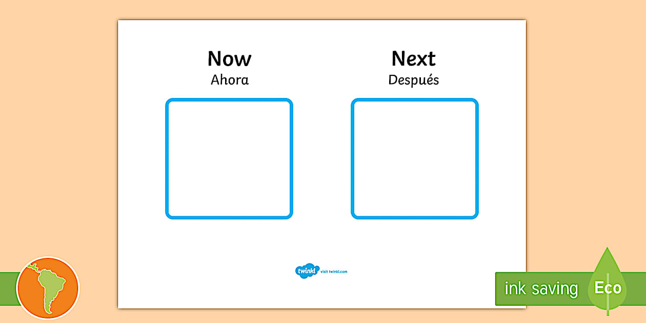 Now, Next Visual Aid English/Spanish
