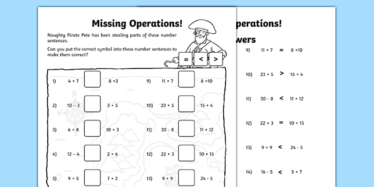 Missing Operations Worksheet / Worksheet, worksheet - Twinkl