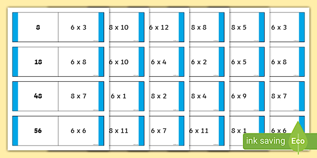 8 and 6 Times Tables Loop Cards (Teacher-Made) - Twinkl