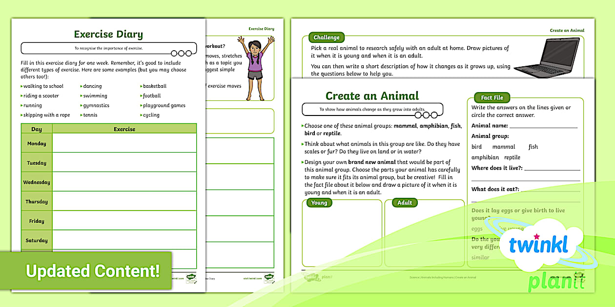Science: Animals Including Humans: Y2 Home Learning Tasks