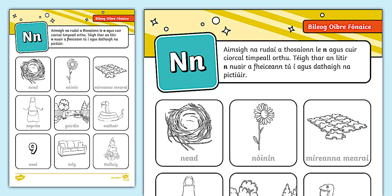 Bileog Oibre Fónaice N (teacher made) - Twinkl