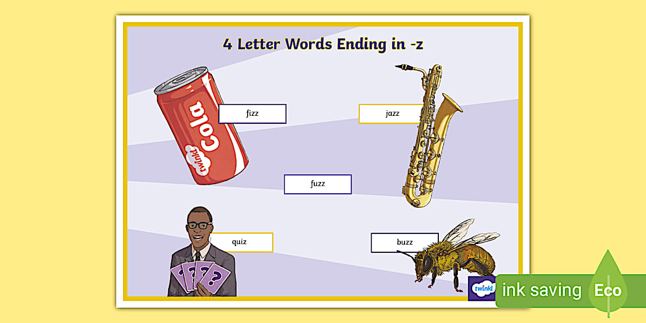 4 Letter Words Ending in -z Word Mat (Teacher-Made) - Twinkl